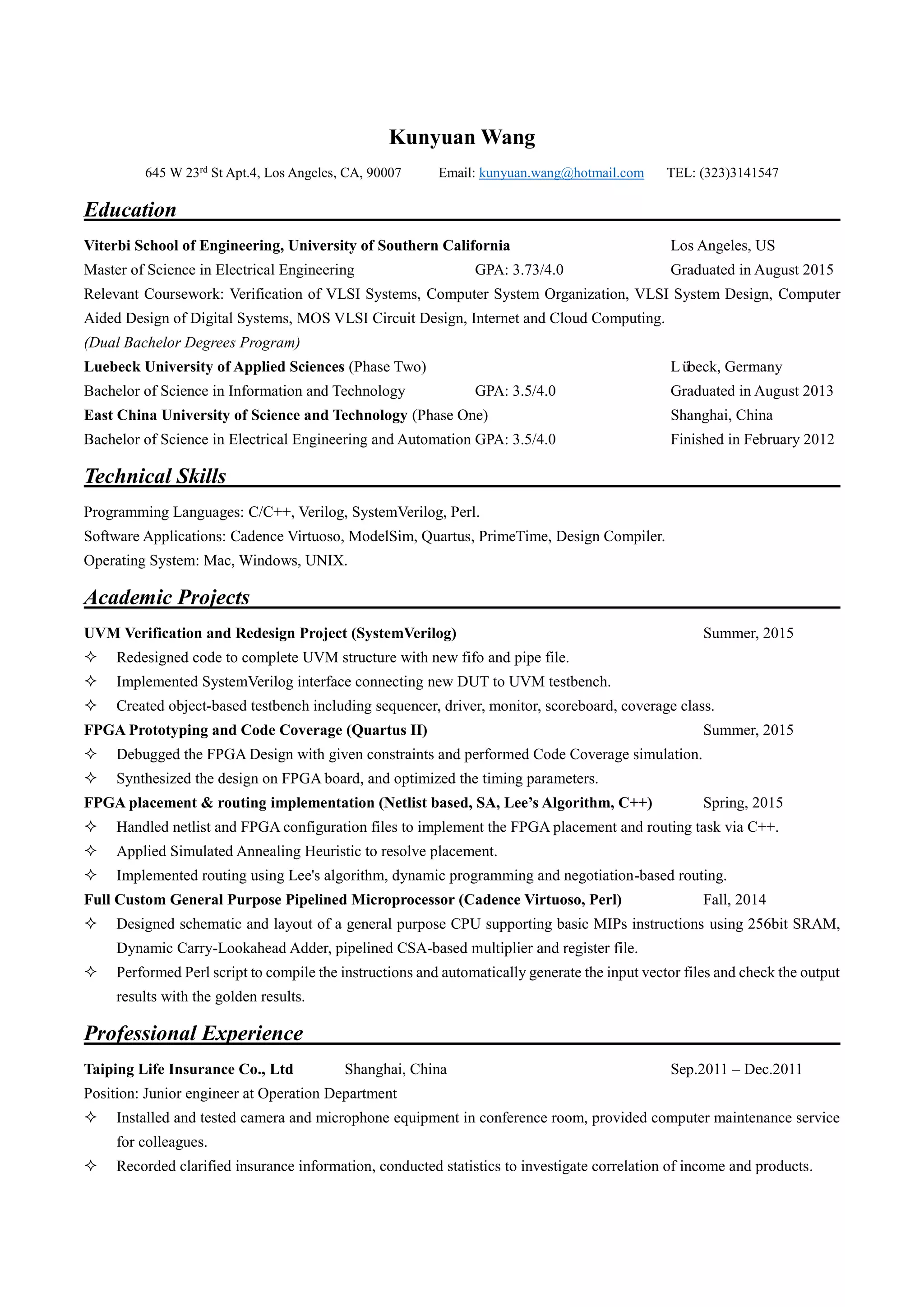 Kunyuan Wang_CV | PDF