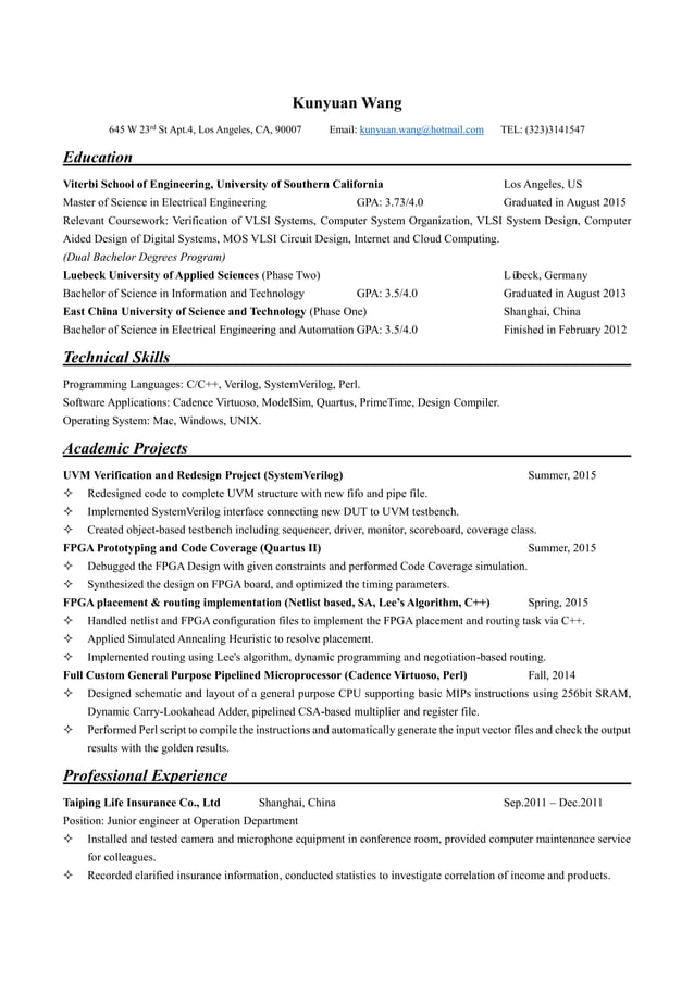 Kunyuan Wang_CV | PDF