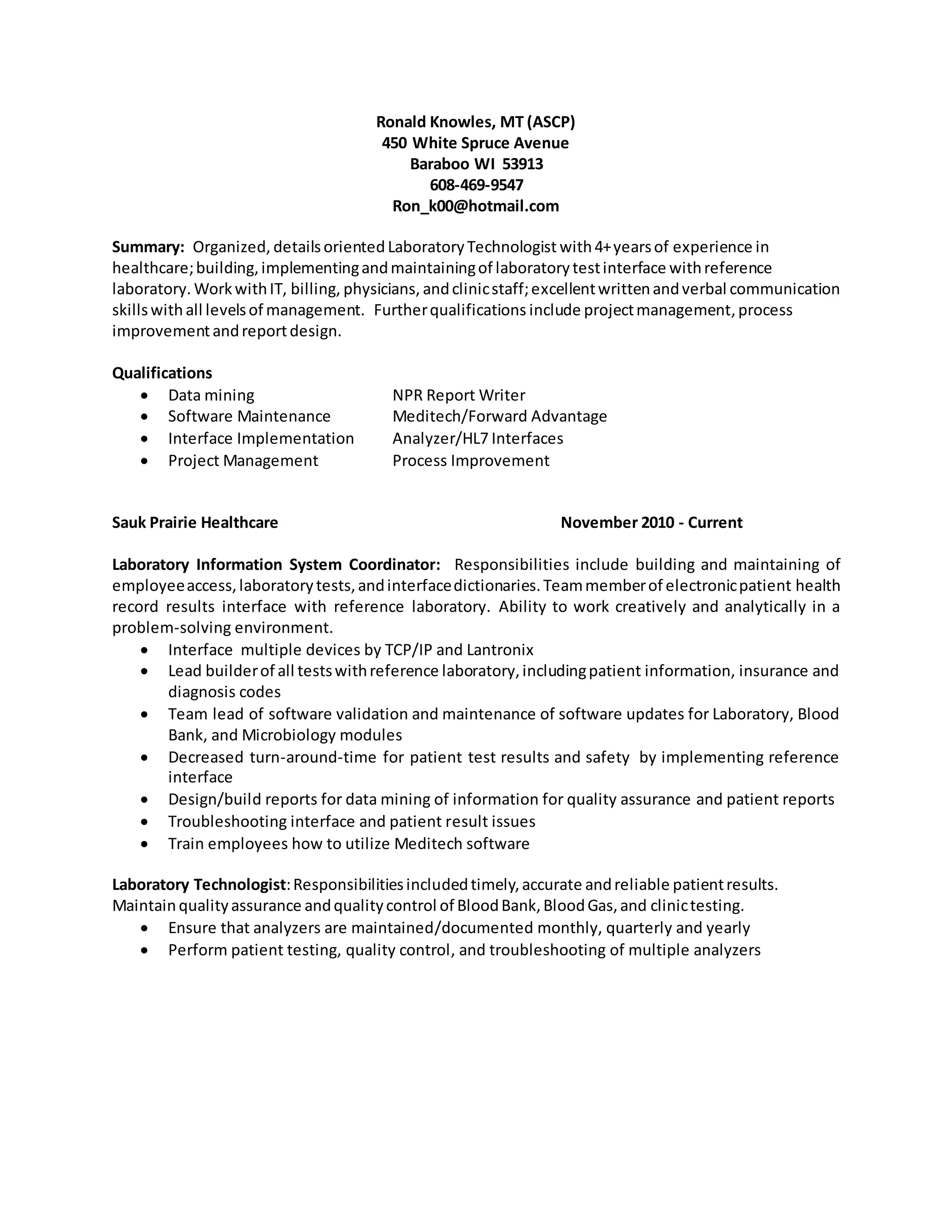 Ronald Knowles Resume | DOCX