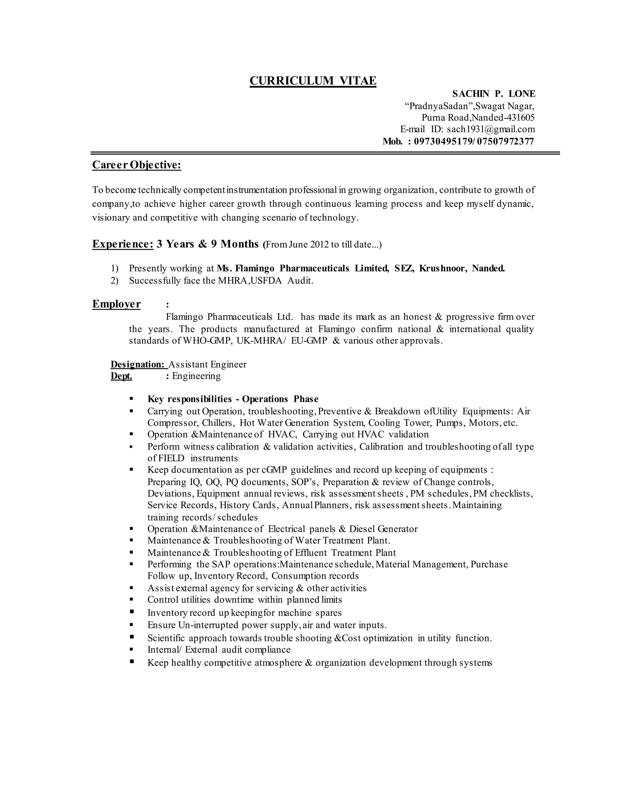 CV_Sachin Lone | PDF