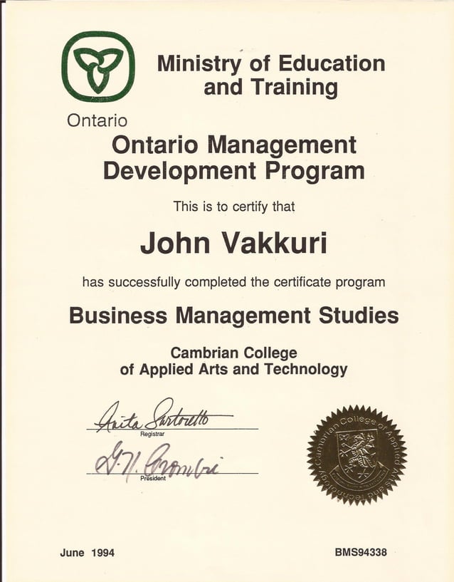 Cambrian College - Ontario Management Development Program Certificate ...