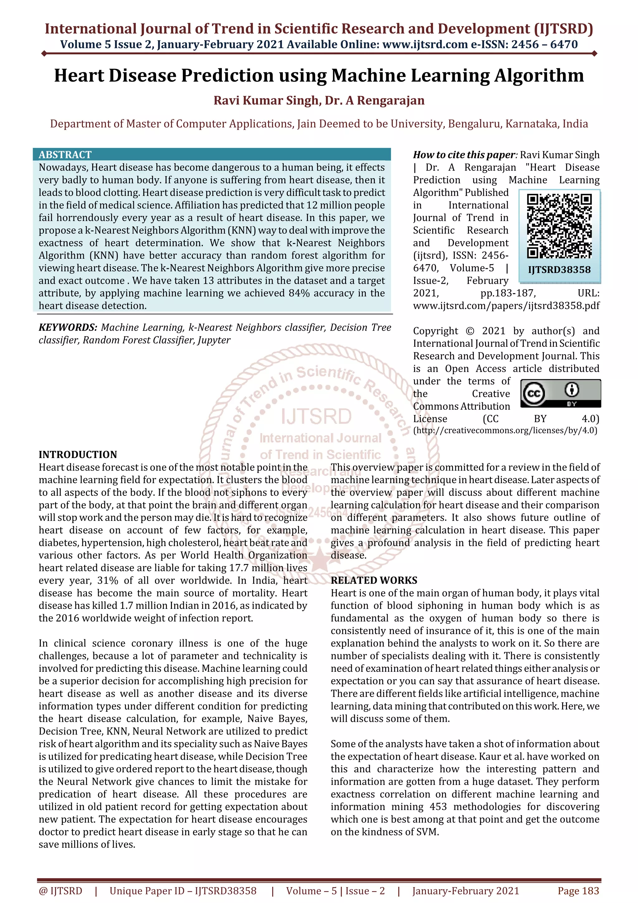 Heart Disease Prediction using Machine Learning Algorithm | PDF