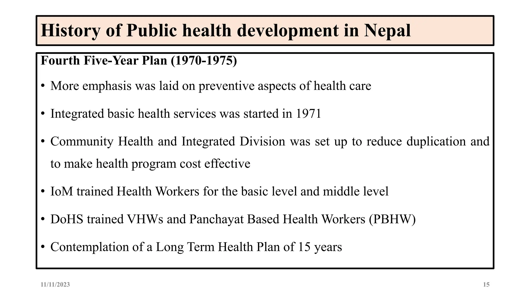 History of Development of Public health in Nepal and different ...