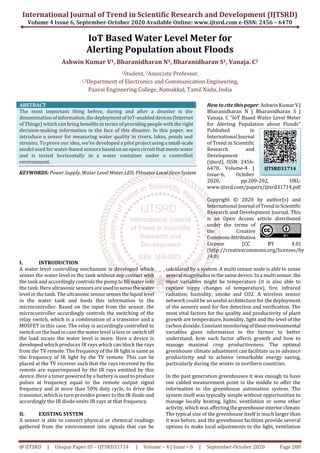 IoT Based Water Level Meter for Alerting Population about Floods | PDF