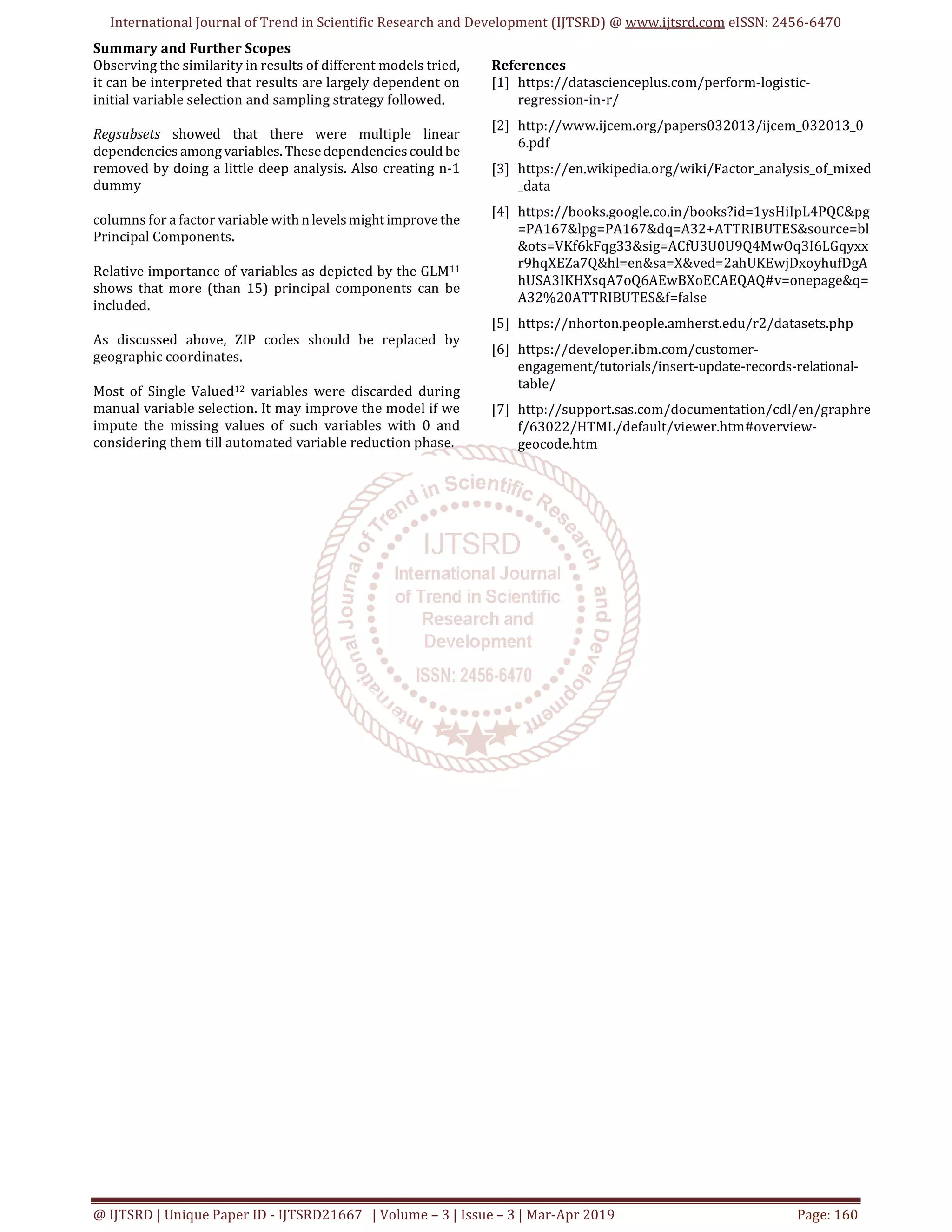 Preprocessing of Low Response Data for Predictive Modeling | PDF