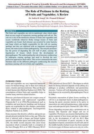 The Role of Pectinase in the Rotting of Fruits and Vegetables A Review ...