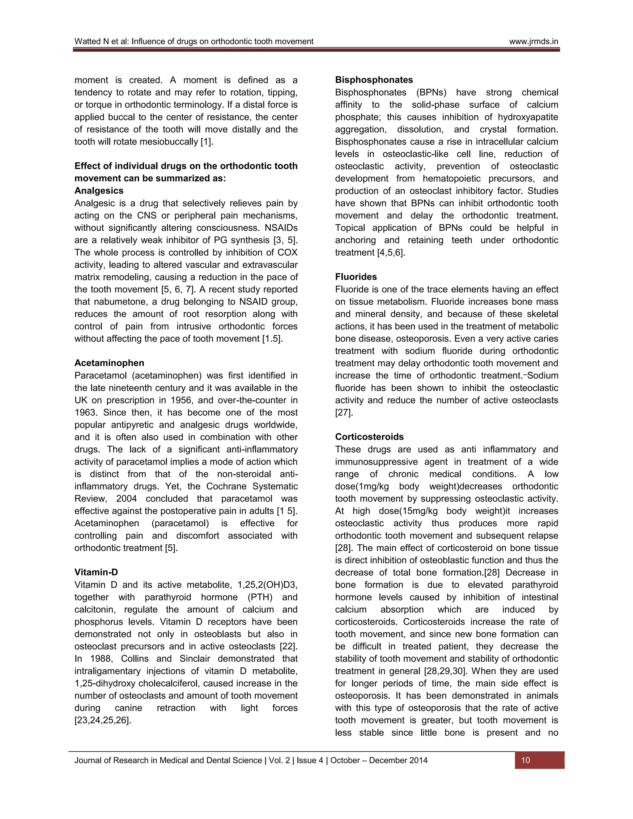 Influence of drugs on orthodontic tooth movement | PDF