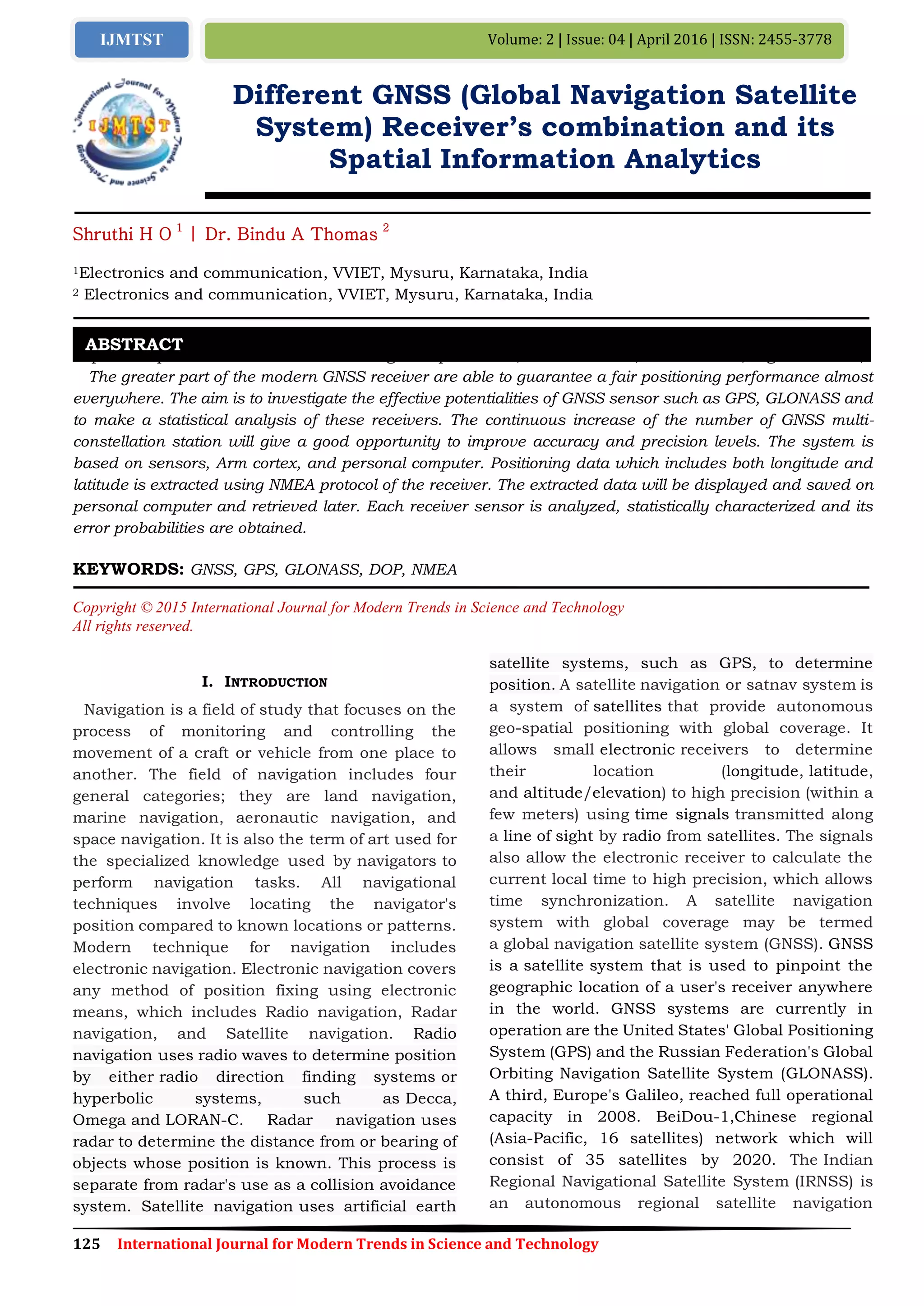 Different GNSS (Global Navigation Satellite System) Receiver’s combination and its Spatial ...