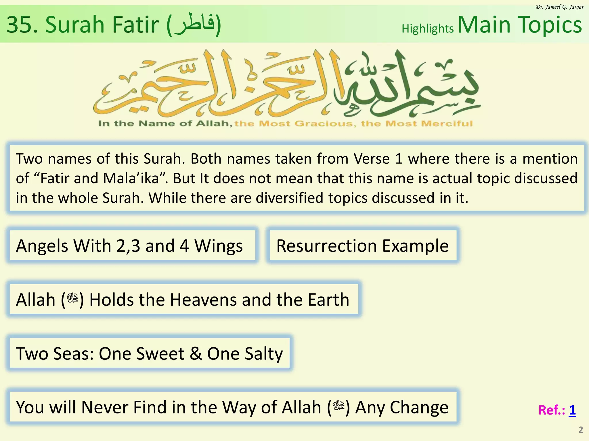 Al Quran (Chapter 35): Surah Fatir [The Originator], Al Malaika [The ...