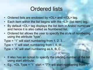 computer language - html lists | PPT