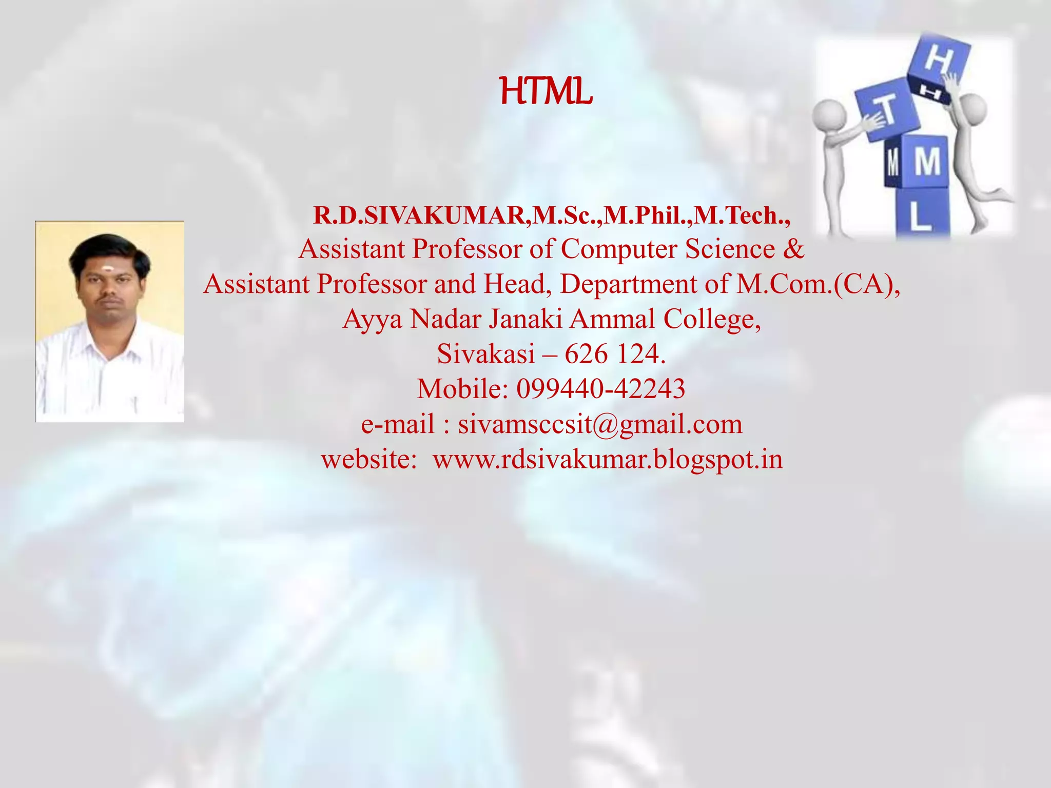 HTML - R.D.Sivakumar | PPT