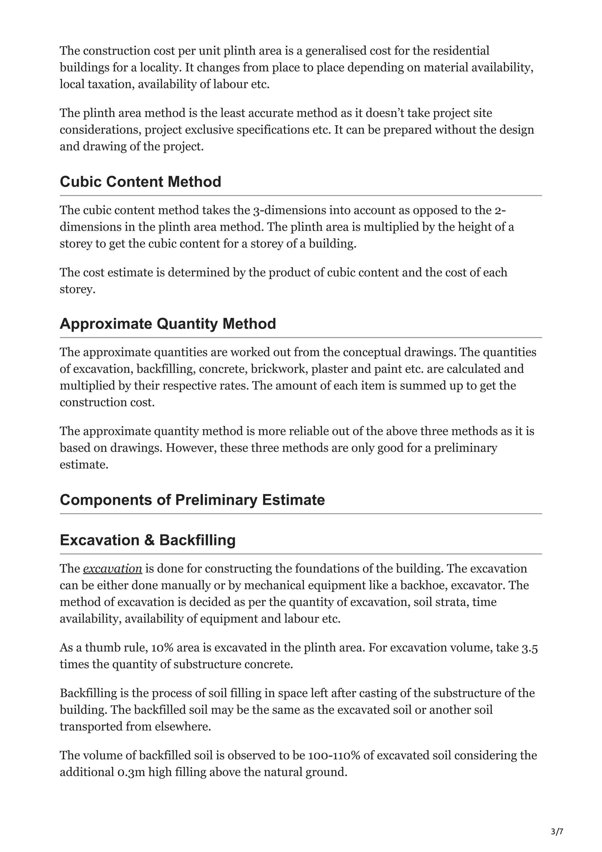 Residential Building Preliminary Cost Estimate- Excel Template | PDF