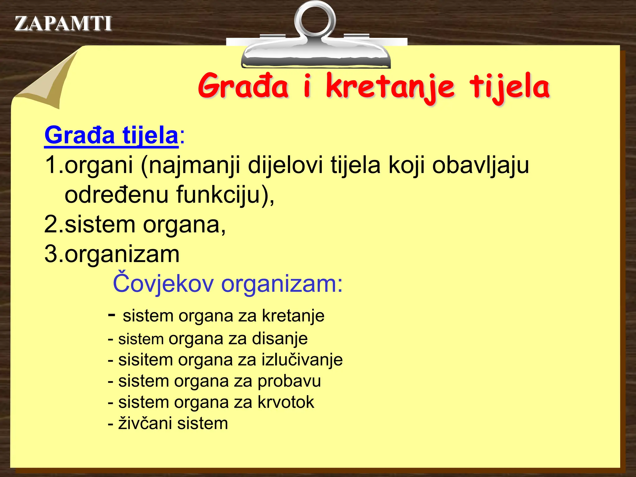 Gradja tijela i kretanje covjeka i okoline | PPT