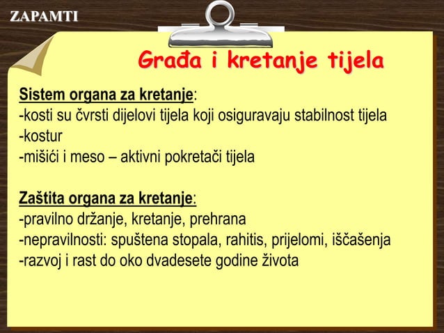 Gradja tijela i kretanje covjeka i okoline | PPT