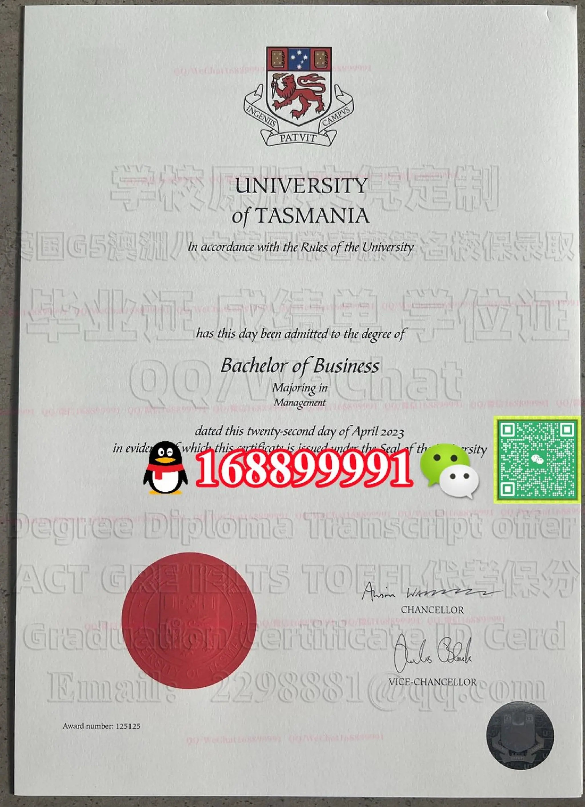 University of Tasmania degree offer diploma Transcript | PDF