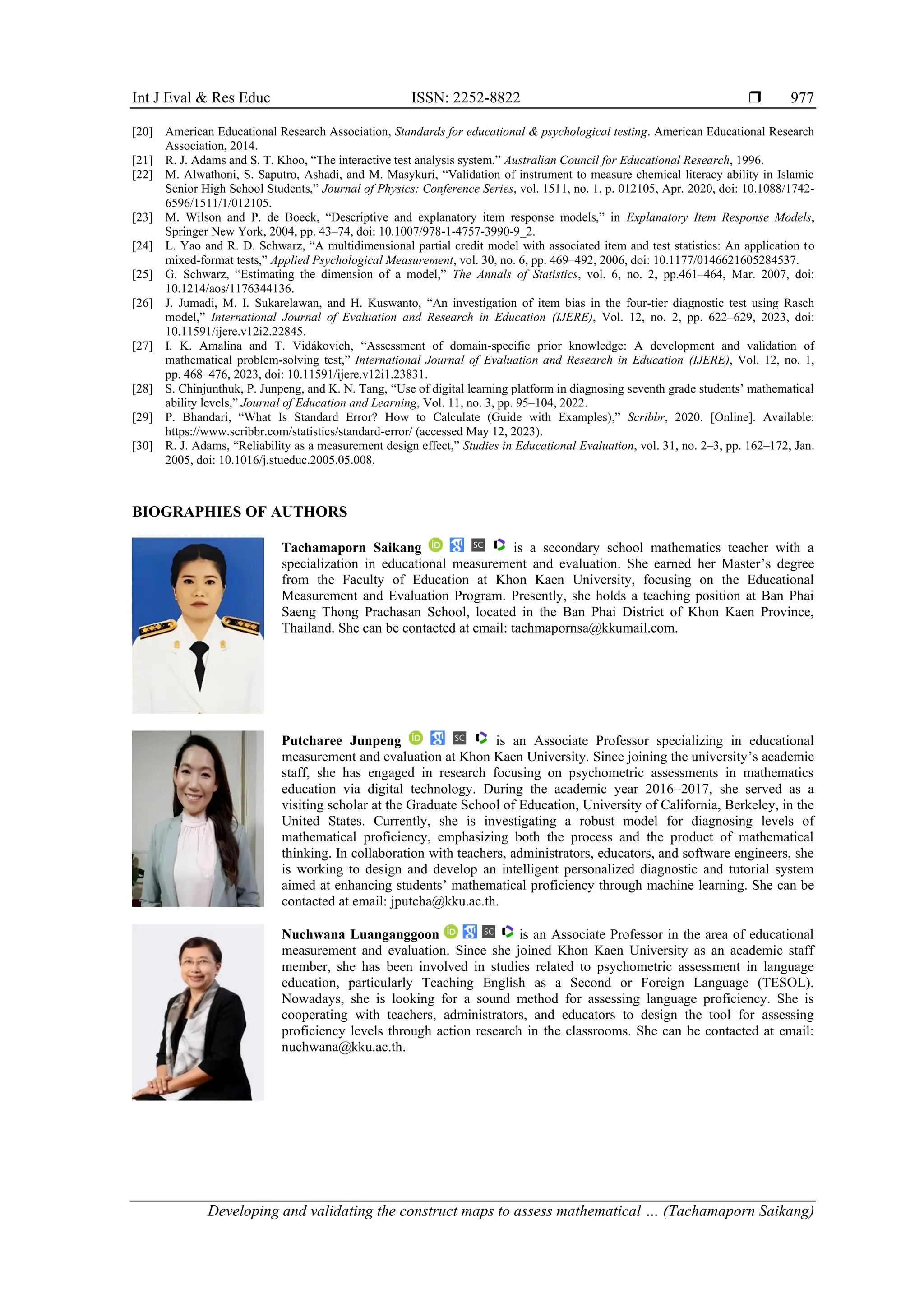 Developing and validating the construct maps to assess mathematical ...