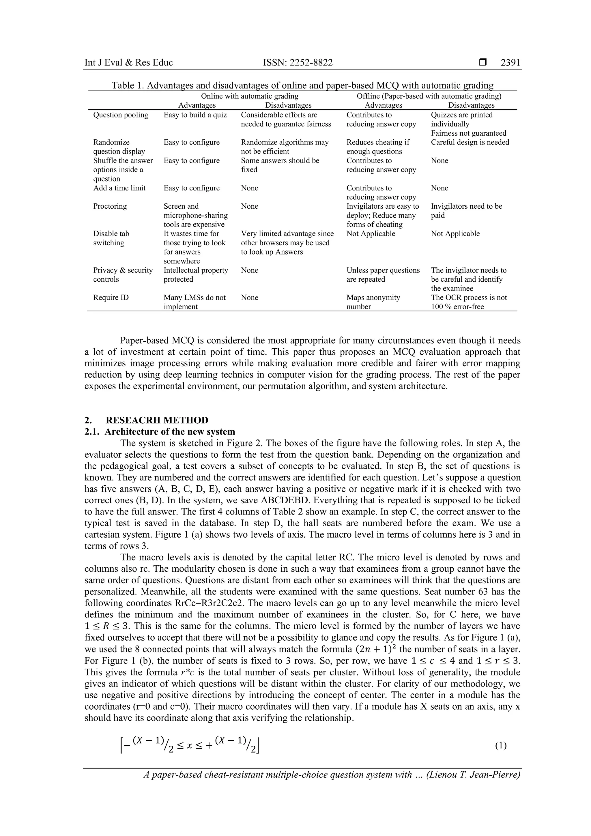 A paper-based cheat-resistant multiple-choice question system with automated grading | PDF