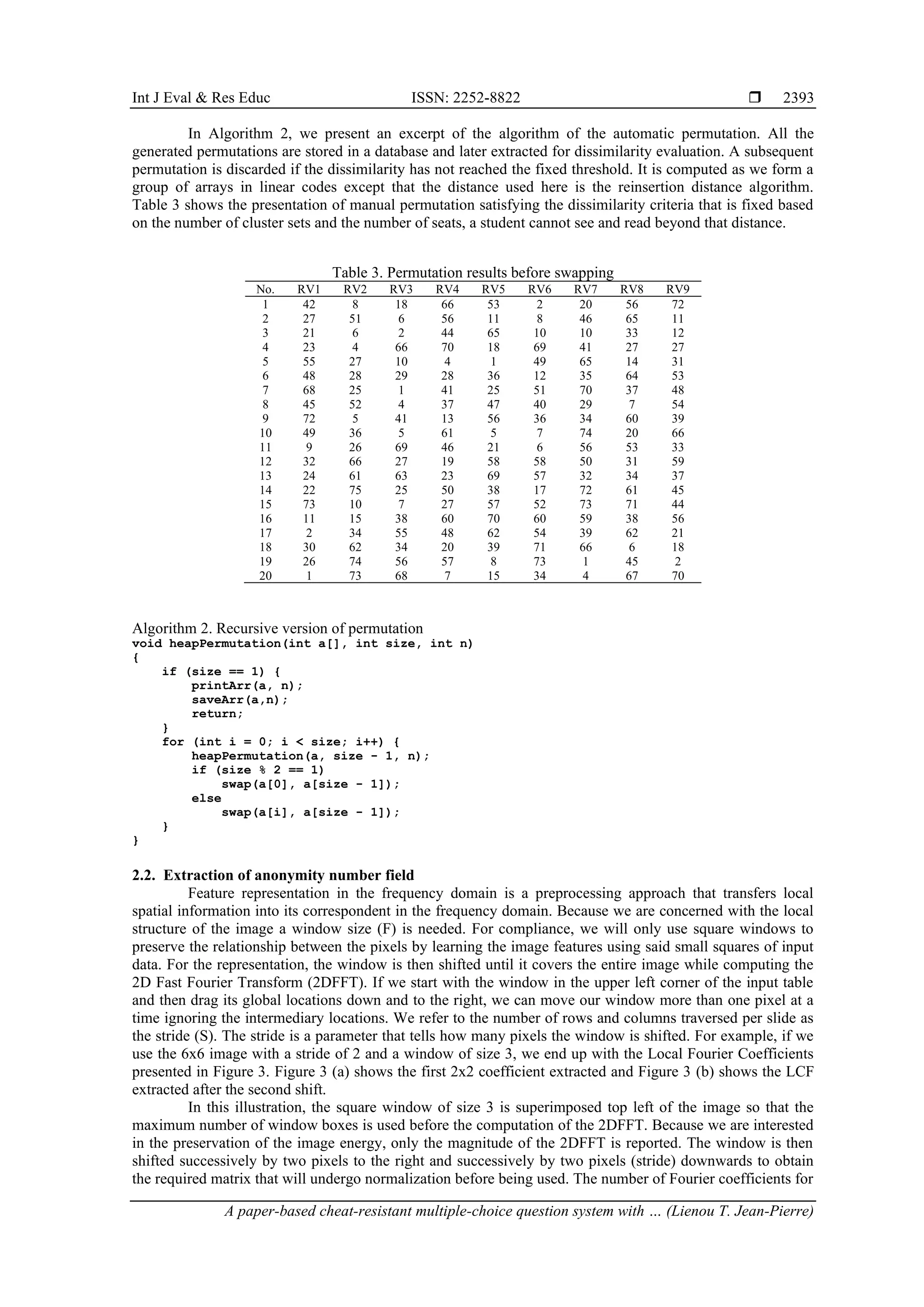 A paper-based cheat-resistant multiple-choice question system with automated grading | PDF