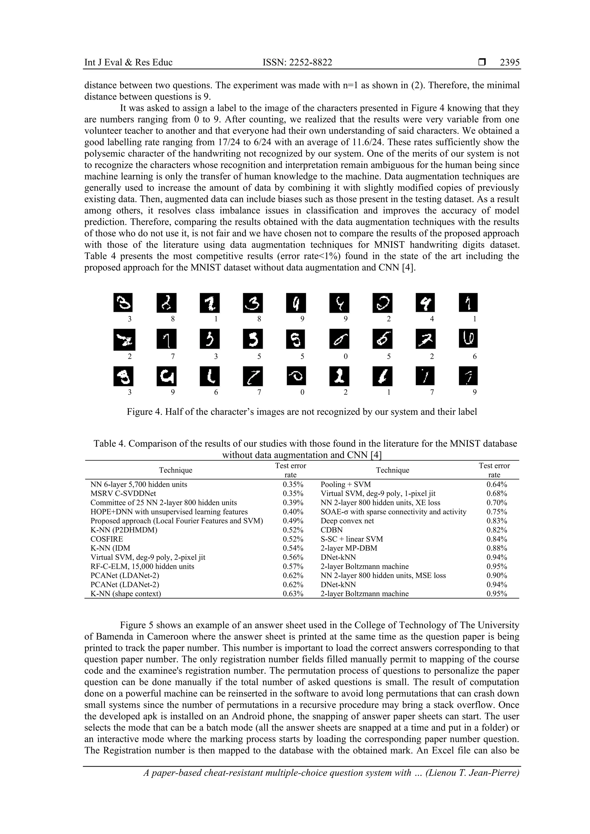 A paper-based cheat-resistant multiple-choice question system with ...