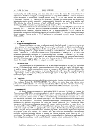 The Chinese adaptation of turnover intention scale in early childhood ...