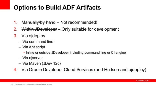 Oracle ADF Architecture TV - Deployment - Build Options