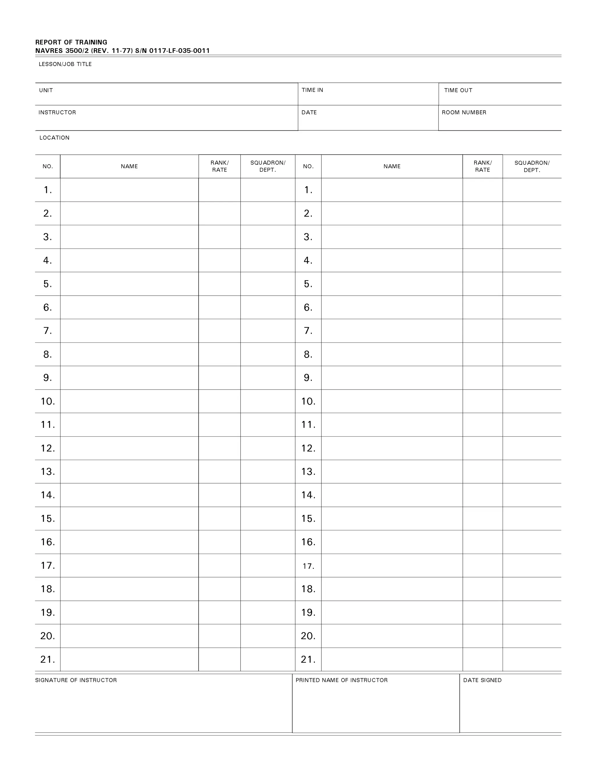 NAVRES 3500/2 Record of Training | PDF | Educational Assessment | Education