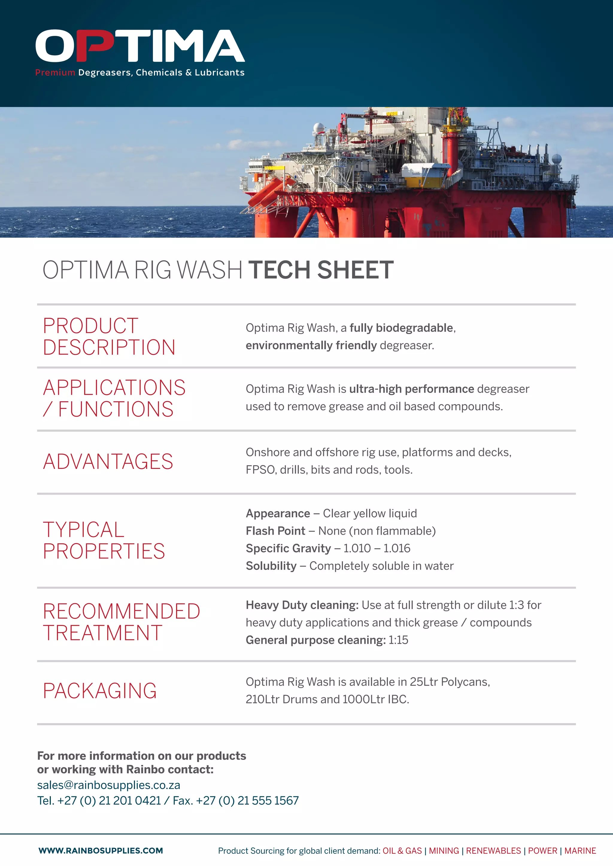 Optima Rig Wash | PDF