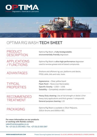 Optima Rig Wash | PDF