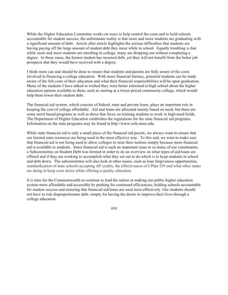Senator Moore College Affordability-Student Debt Op-Ed | PDF | Student ...