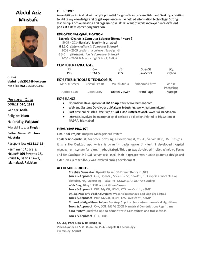 Abdul Aziz CV | PDF