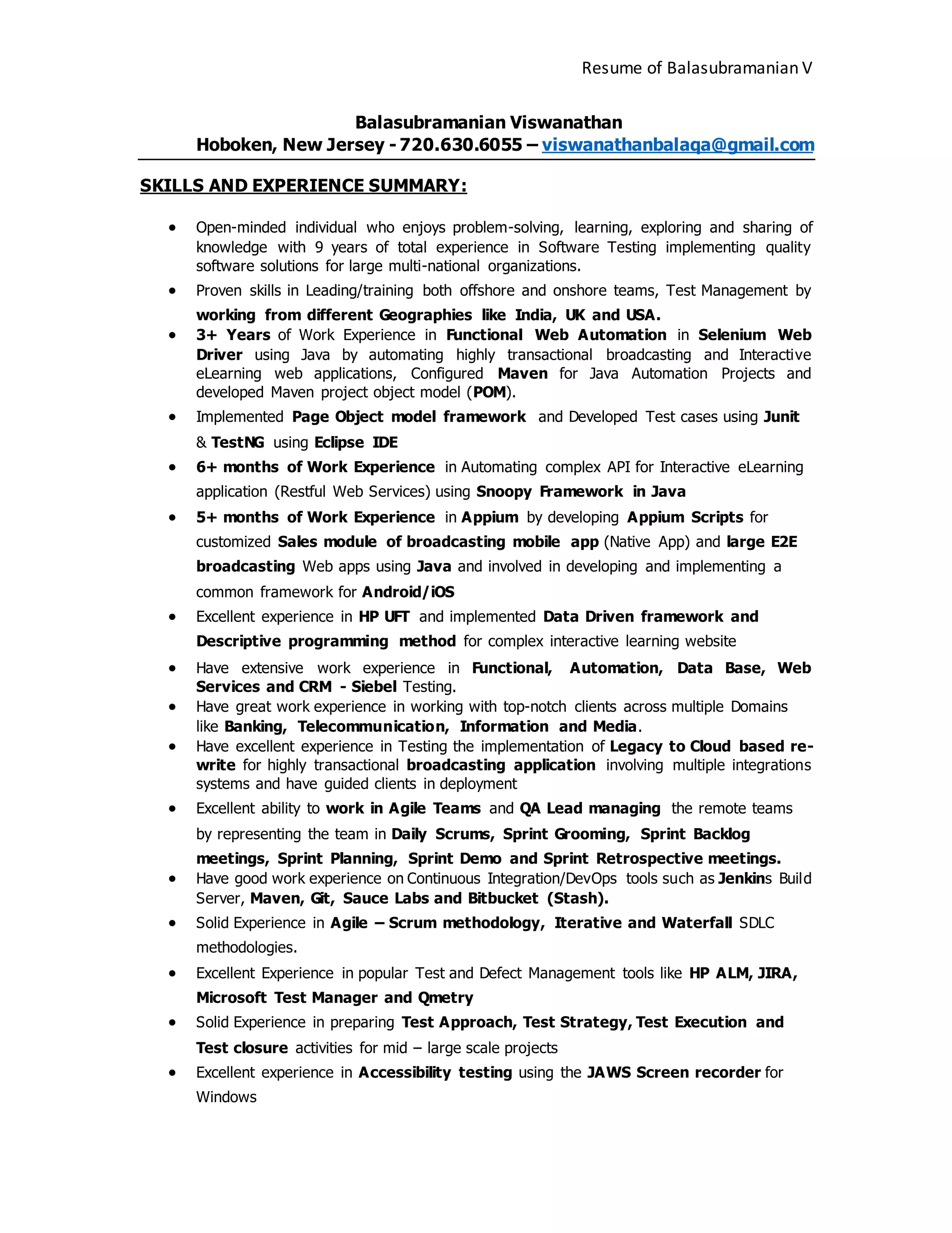 Balasubramanian, Viswanathan_Resume | PDF