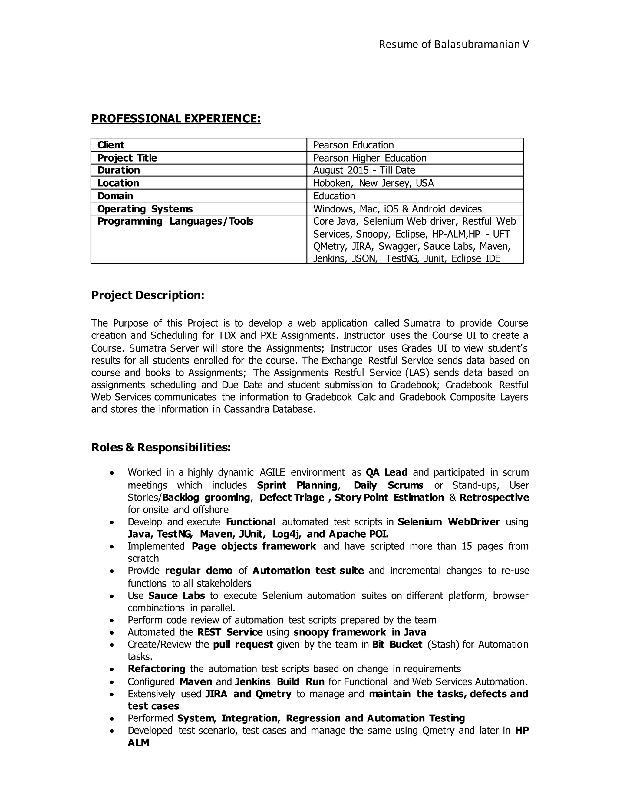 Balasubramanian, Viswanathan_Resume | PDF