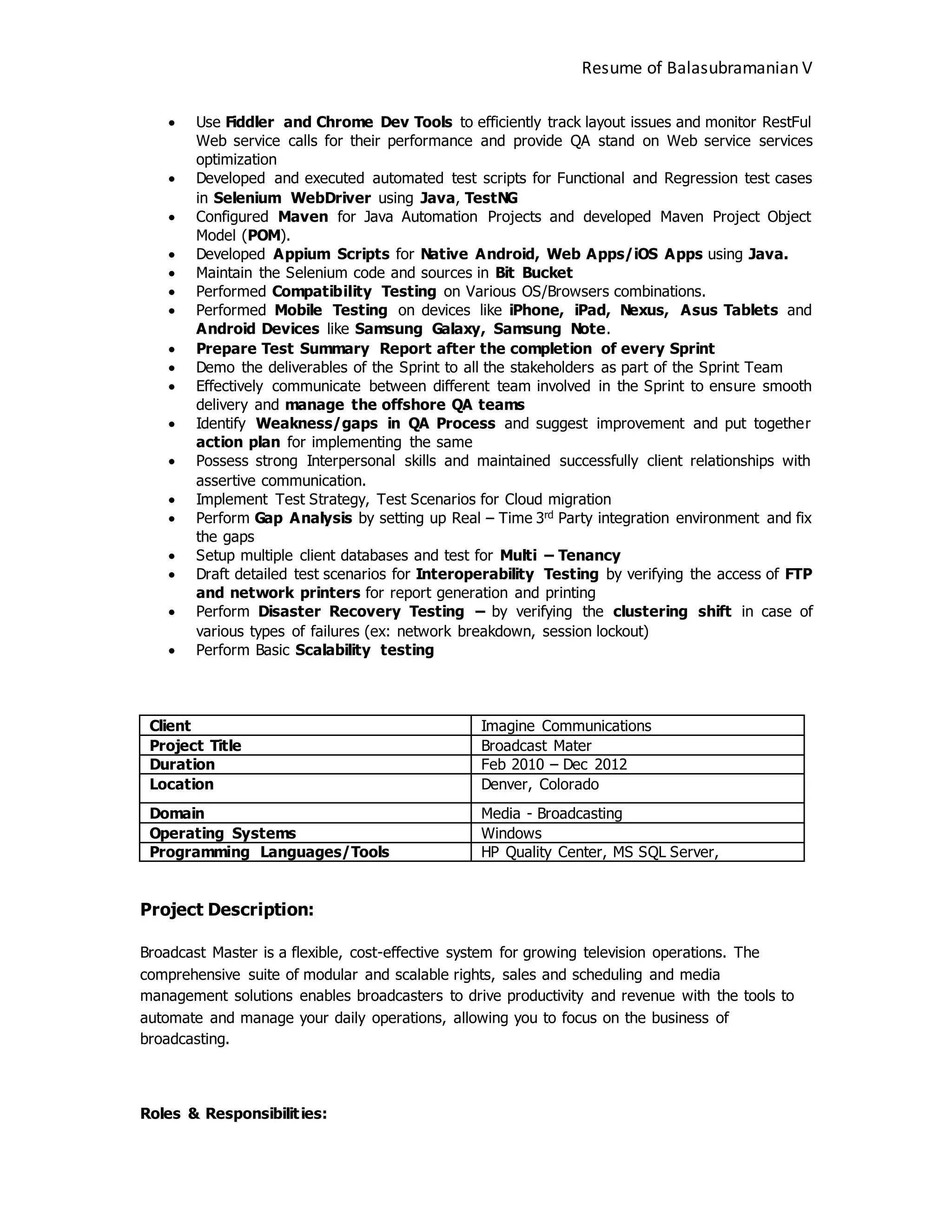 Balasubramanian, Viswanathan_Resume | PDF