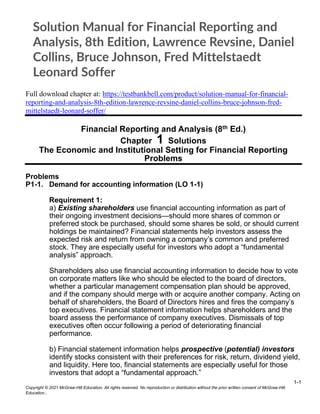 Solution Manual for Financial Reporting and Analysis, 8th Edition ...