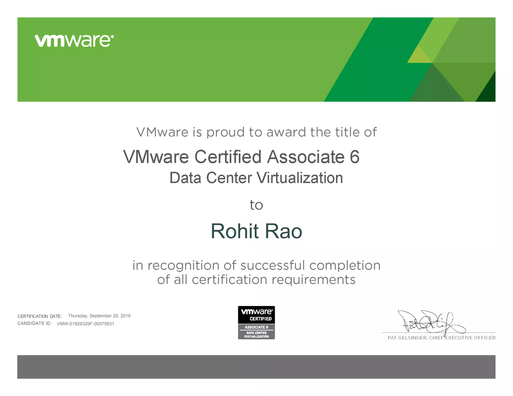 VMware Certified Associate 6 - Data Center Virtualization certificate | PPT