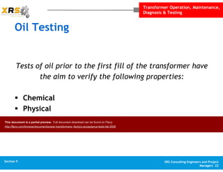 Power Transformers - Factory Acceptance Tests (FAT) | PDF