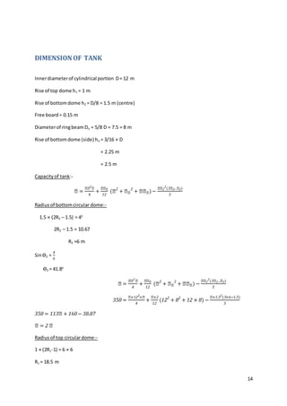 350 kl overhead water intze tank design | DOCX