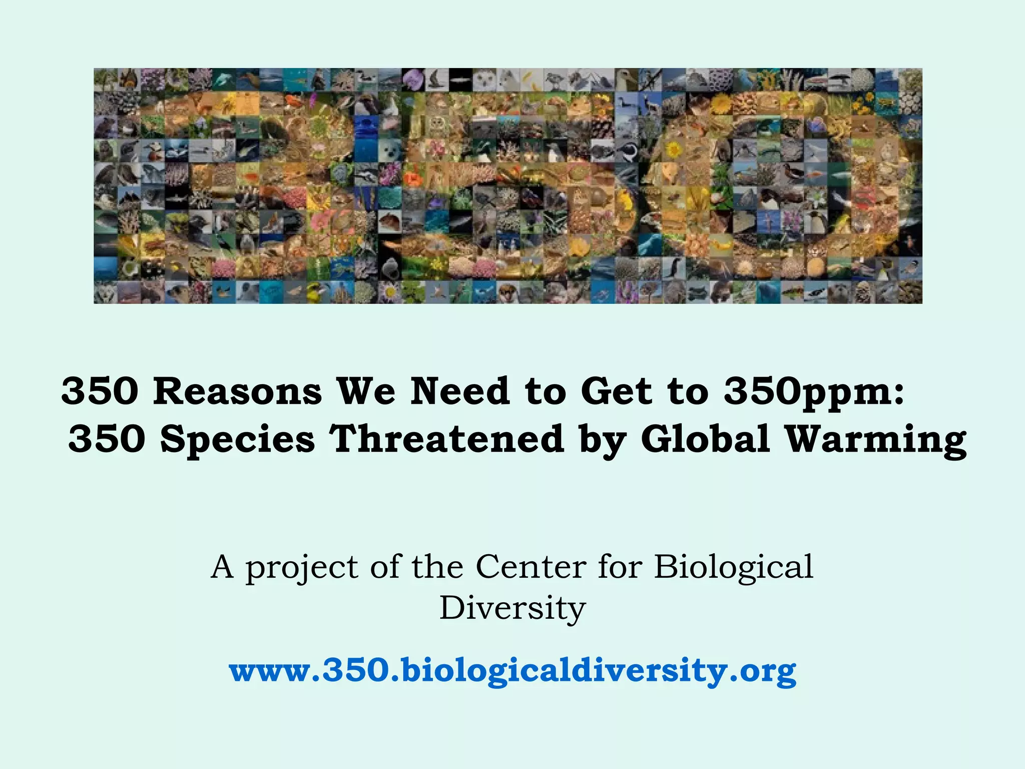 350 Reasons We Need to Get to 350 ppm: 350 Species Threatened by Global ...