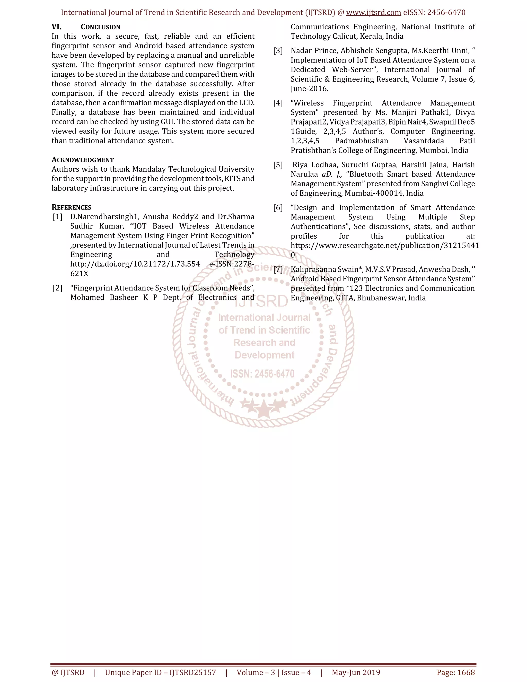 Wireless Student Attendance System using Fingerprint Sensor | PDF ...