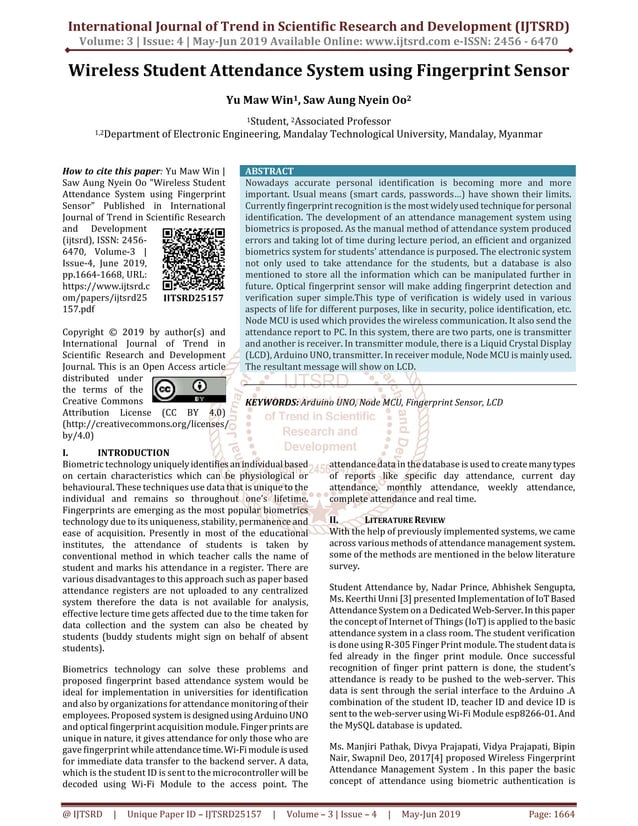 Wireless Student Attendance System using Fingerprint Sensor