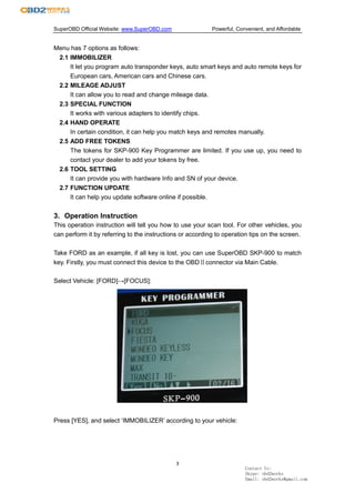 superOBD skp-900 key programmer user manual | PDF
