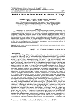 Towards Adaptive Sensor-cloud for Internet of Things | PDF | Internet ...