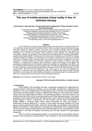 The use of mobile-assisted virtual reality in fear of darkness therapy ...