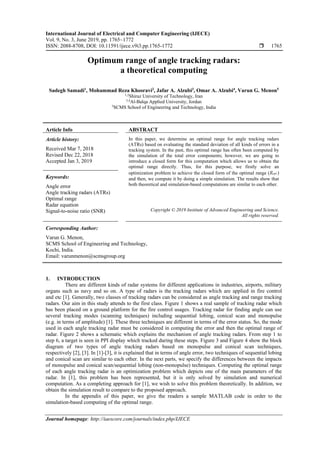 Optimum range of angle tracking radars: a theoretical computing | PDF