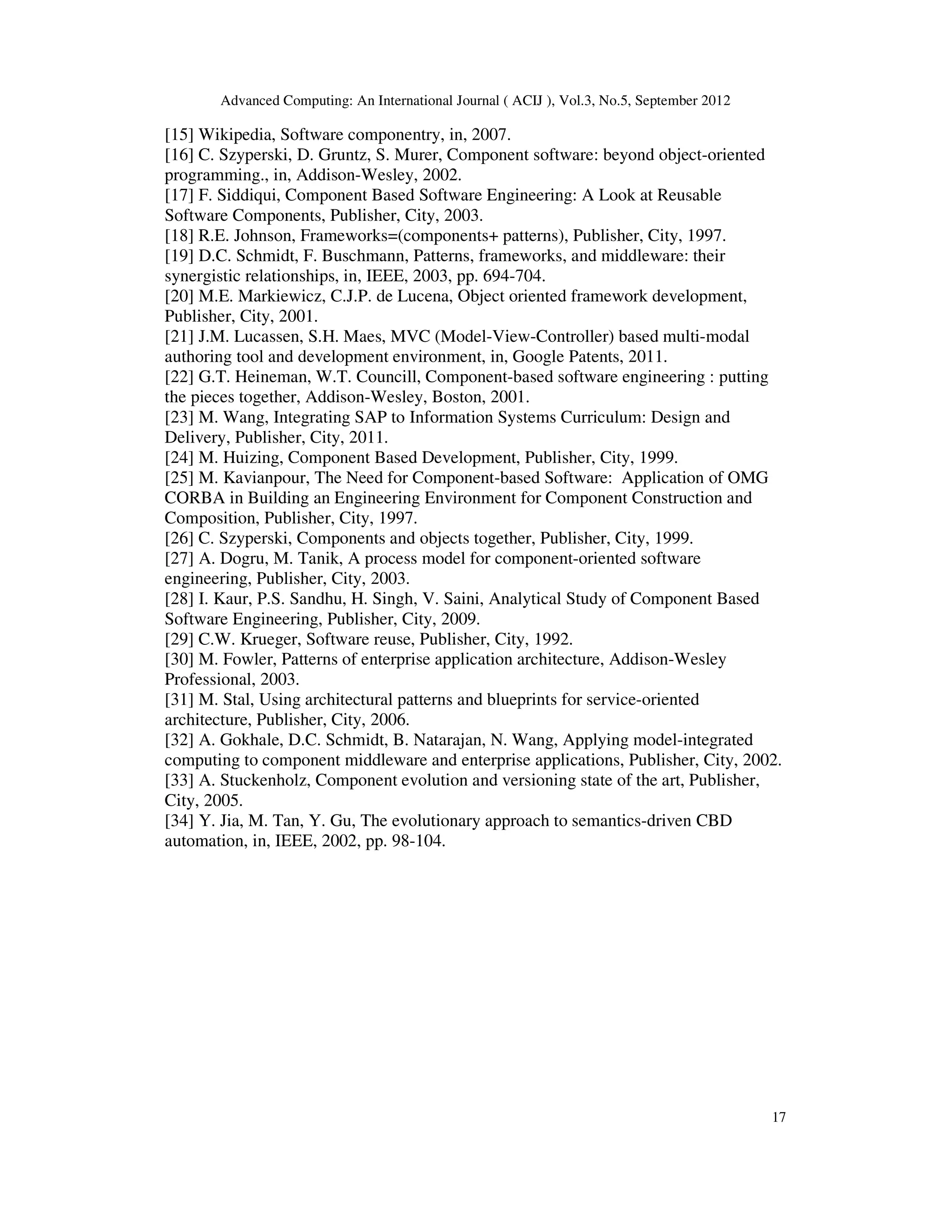FRAMEWORKS BETWEEN COMPONENTS AND OBJECTS | PDF
