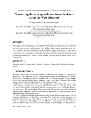 Generating domain specific sentiment lexicons using the Web Directory | PDF
