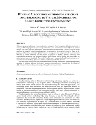 DYNAMIC ALLOCATION METHOD FOR EFFICIENT LOAD BALANCING IN VIRTUAL MACHINES FOR CLOUD COMPUTING ...