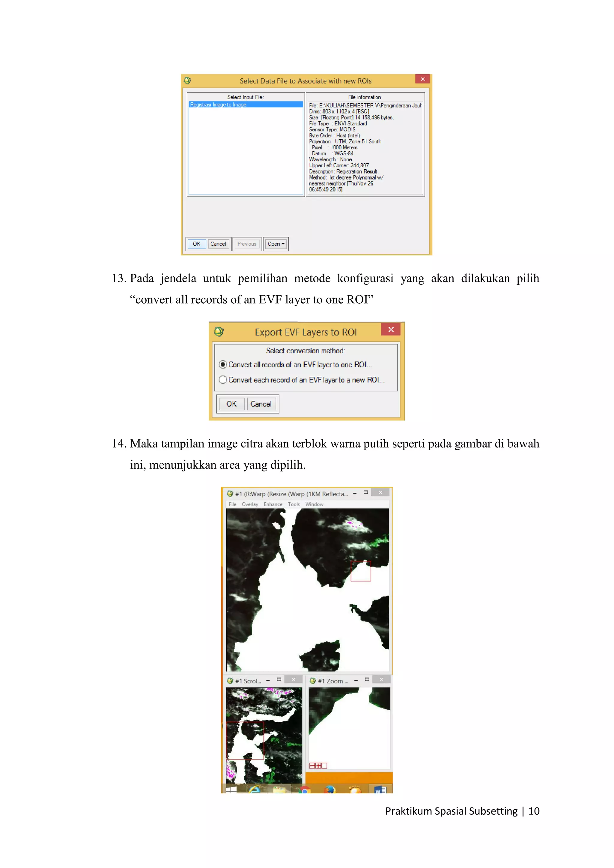 Praktikum Penginderaan Jauh Spatial Subsetting (ENVI 5.0) | PDF