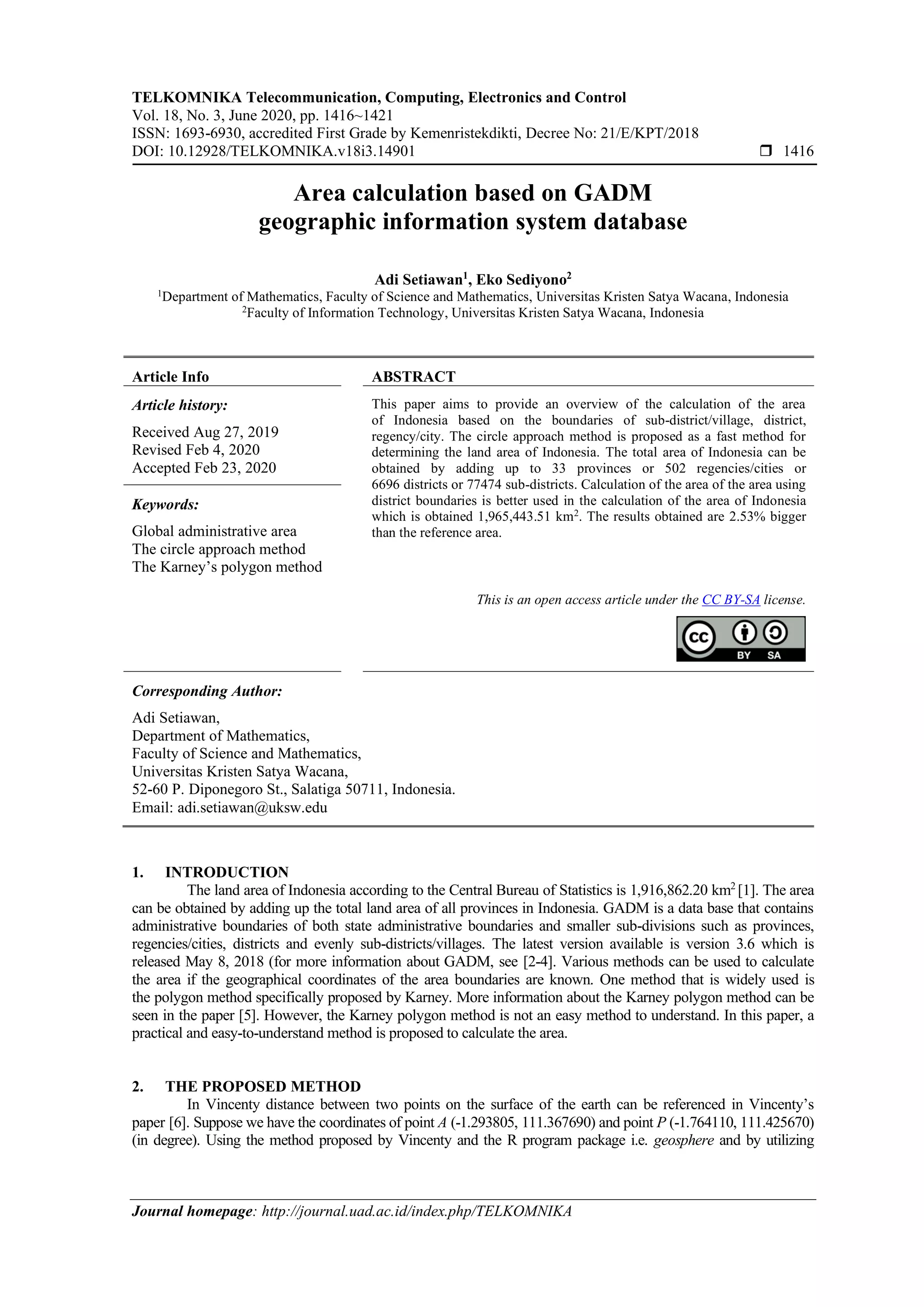 Area calculation based on GADM geographic information system database | PDF