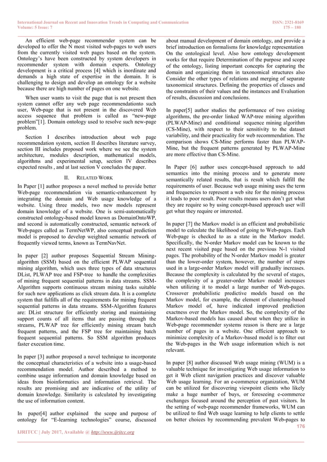 Web Page Recommendation Using Domain Knowledge And Improved Frequent Sequential Pattern Mining